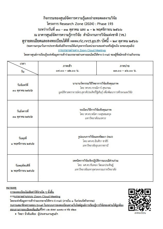 ขอเรียนเชิญสมาชิกของศูนย์จัดการความรู้และถ่ายทอดผลงานวิจัย ลงทะเบียน ...